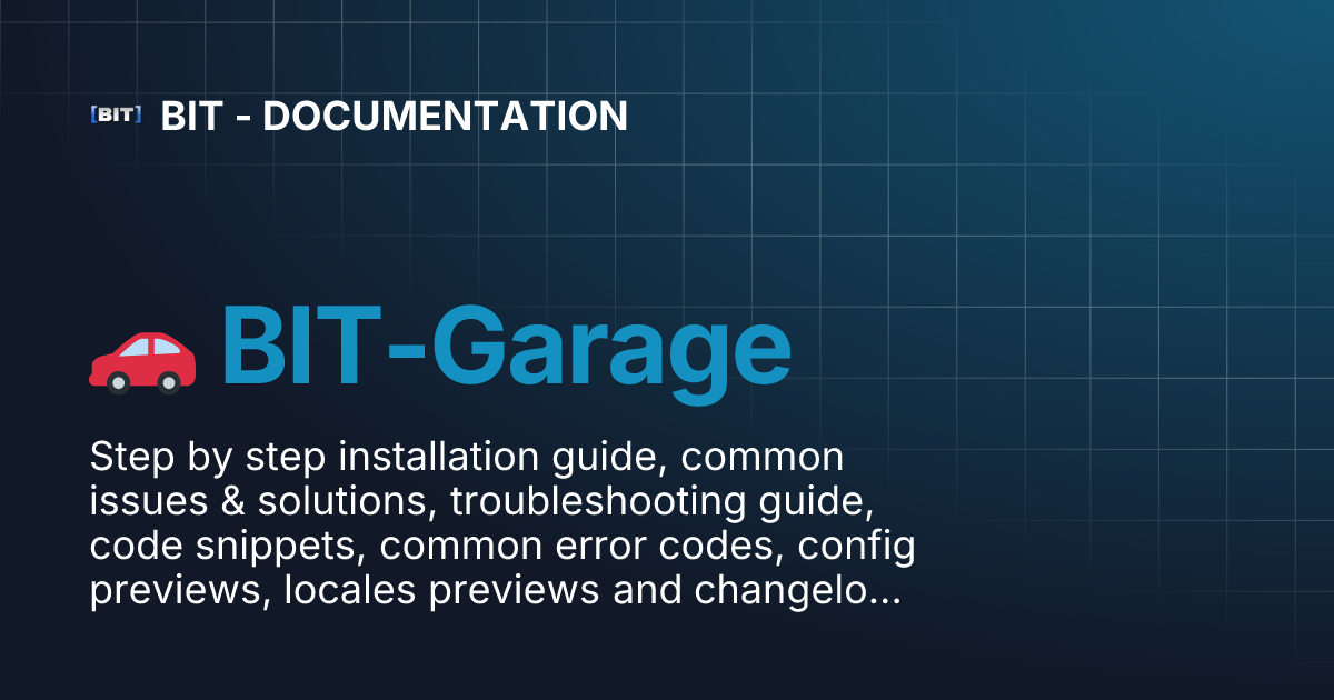 🚗 BIT-Garage | BIT - DOCUMENTATION