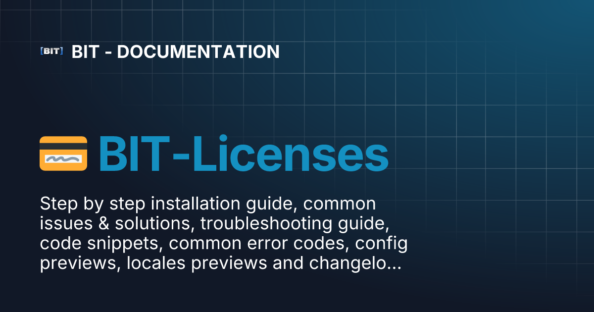 💳 BIT-Licenses | BIT - DOCUMENTATION